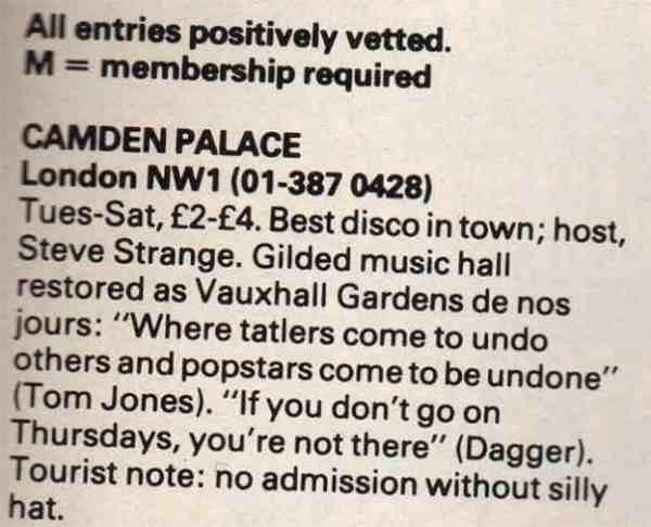 1983, Posing with a purpose at the Camden Palace | Shapers of the 80s